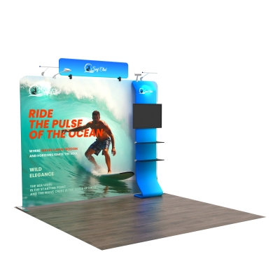 10x10 Waveline Media Trade Show Displays – Custom Kits with Shelving ...