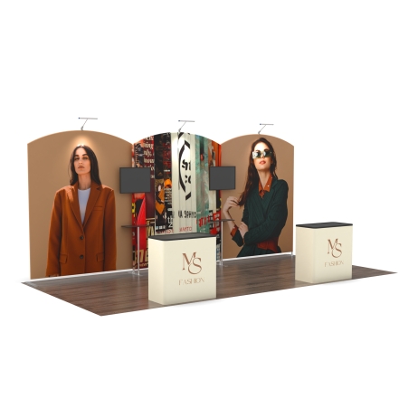 Custom 10x20 FlexZip Media Trade Show Booths & Displays | AOM Prime Print
