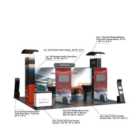 20×20 360 Backlit Trade Show Booths – Custom Island SEG & Tension ...